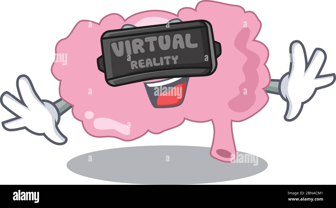 A cartoon image of brain using modern Virtual Reality headset Stock ...