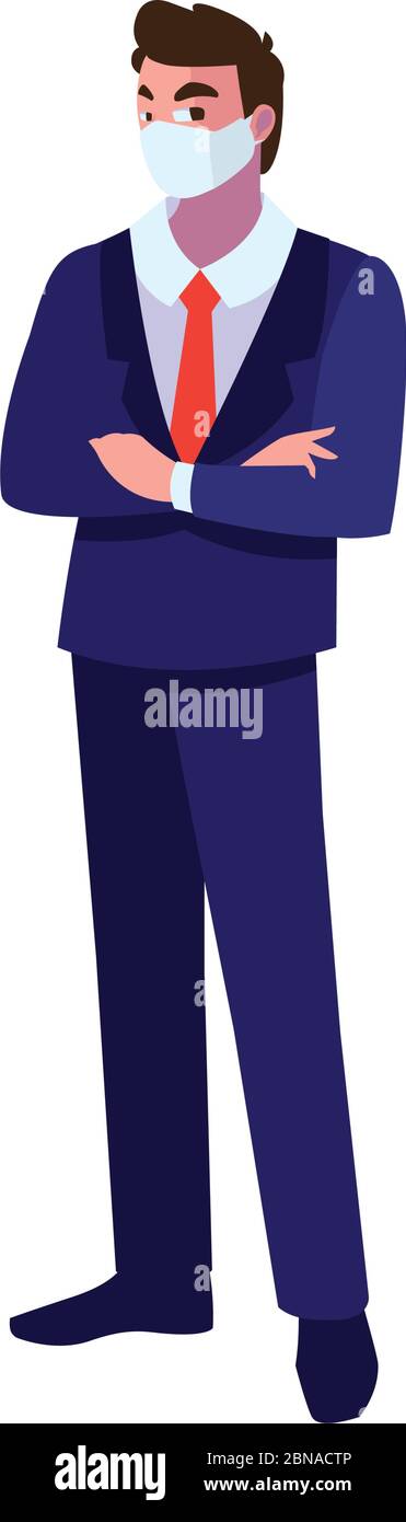 Industry operator wearing face mask at work vector illustration design ...