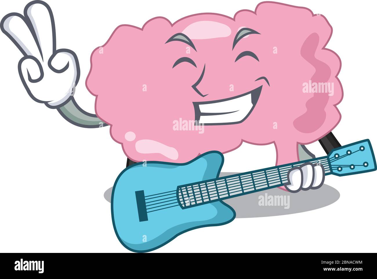 brilliant musician of brain cartoon design playing music with a guitar ...