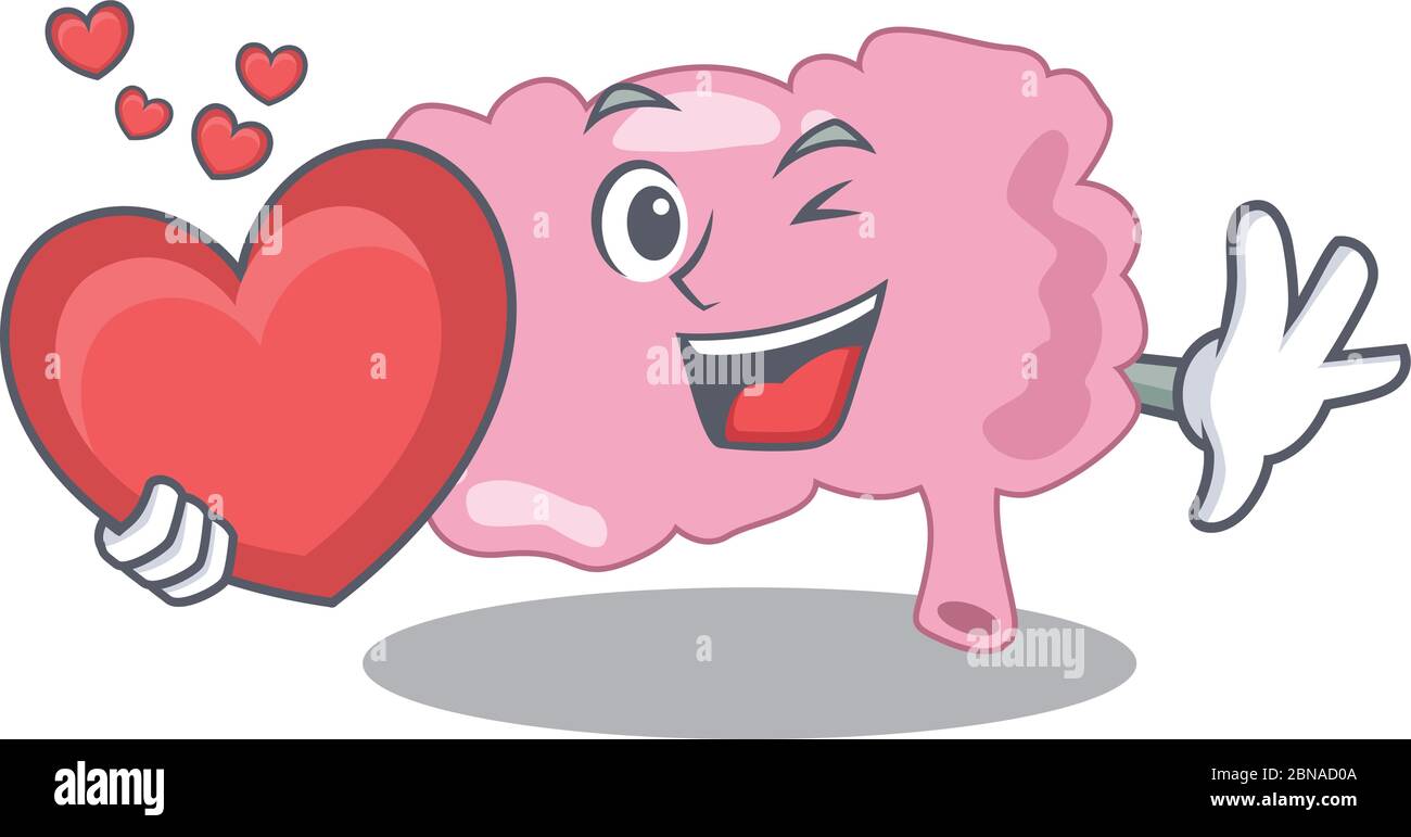 A sweet brain cartoon character style holding a big heart Stock Vector ...