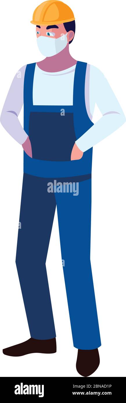Industry operator wearing face mask at work vector illustration design ...