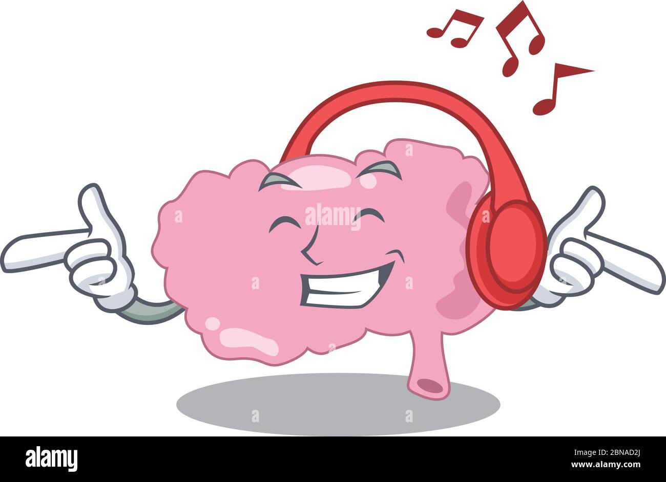 Brain Cartoon design concept listening music on headphone Stock Vector ...