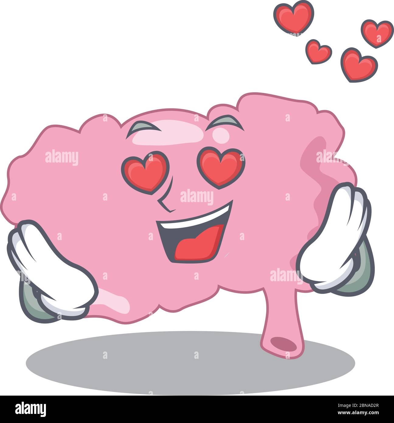 Romantic brain cartoon character has a falling in love eyes Stock ...