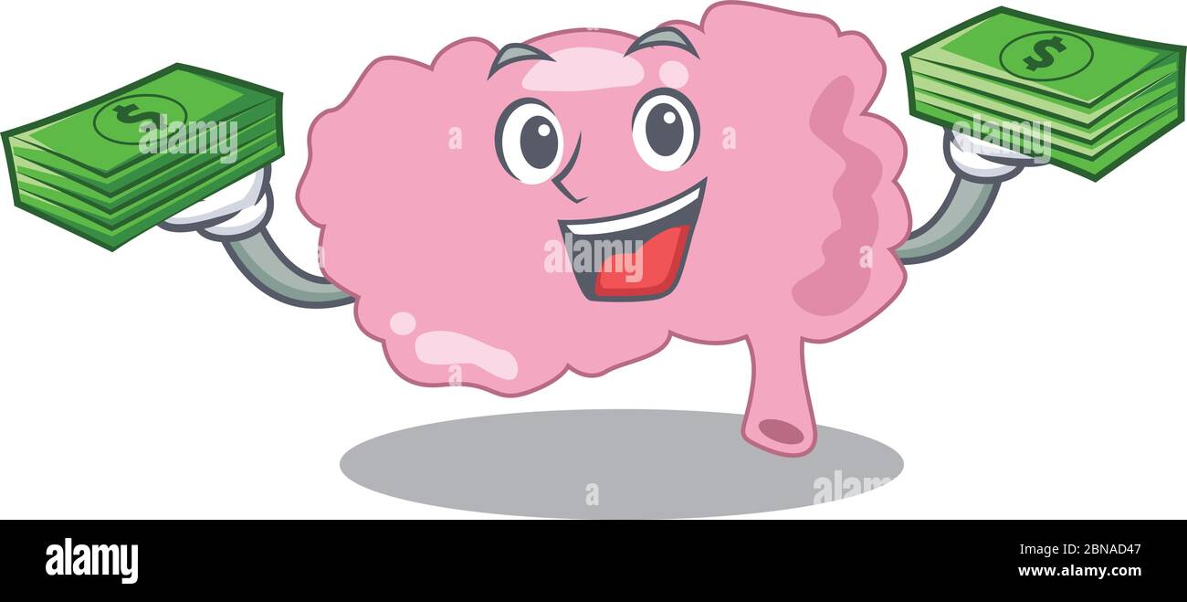 A wealthy brain cartoon character with much money Stock Vector Image ...