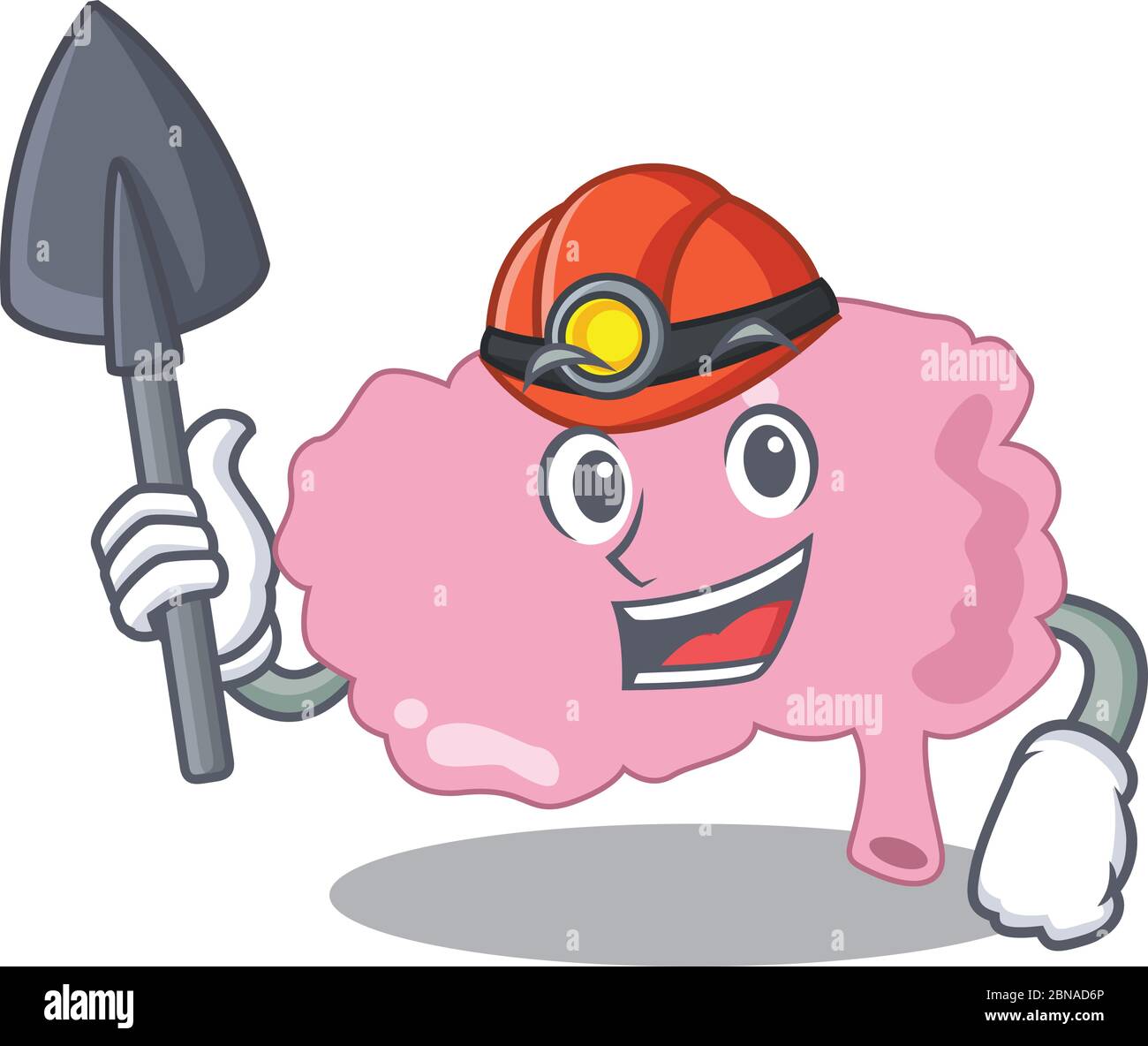 A cartoon picture of brain miner with tool and helmet Stock Vector ...
