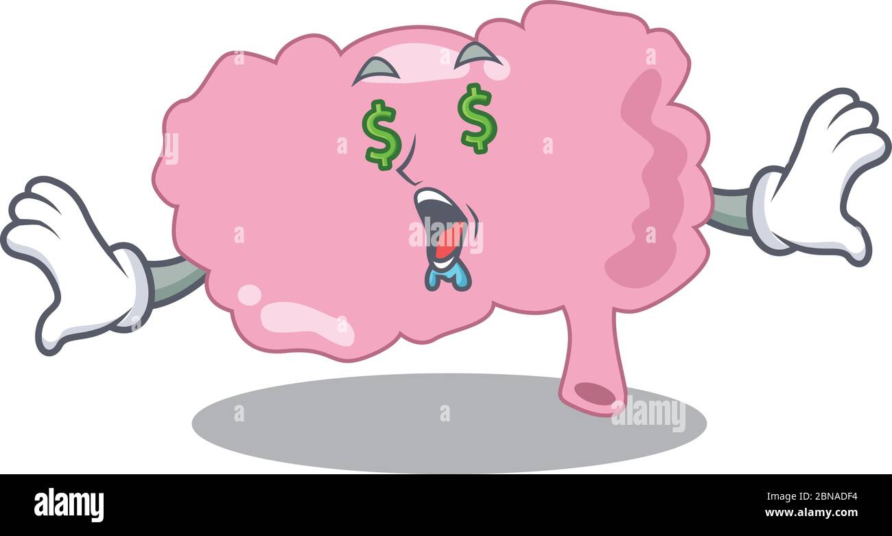 wealthy cartoon character concept of brain with money eyes Stock Vector ...