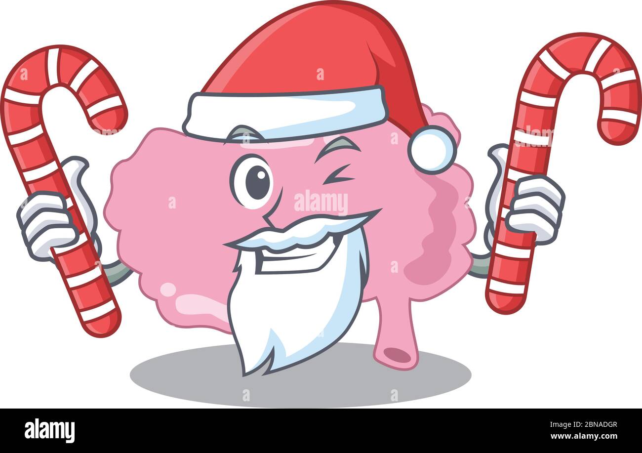 Friendly brain dressed in Santa Cartoon character with Christmas ...