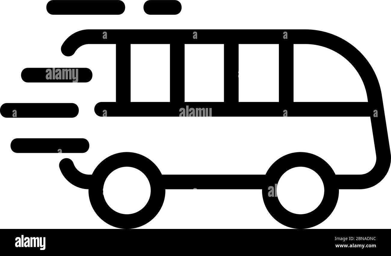 riding bus on way icon vector outline illustration Stock Vector Image ...
