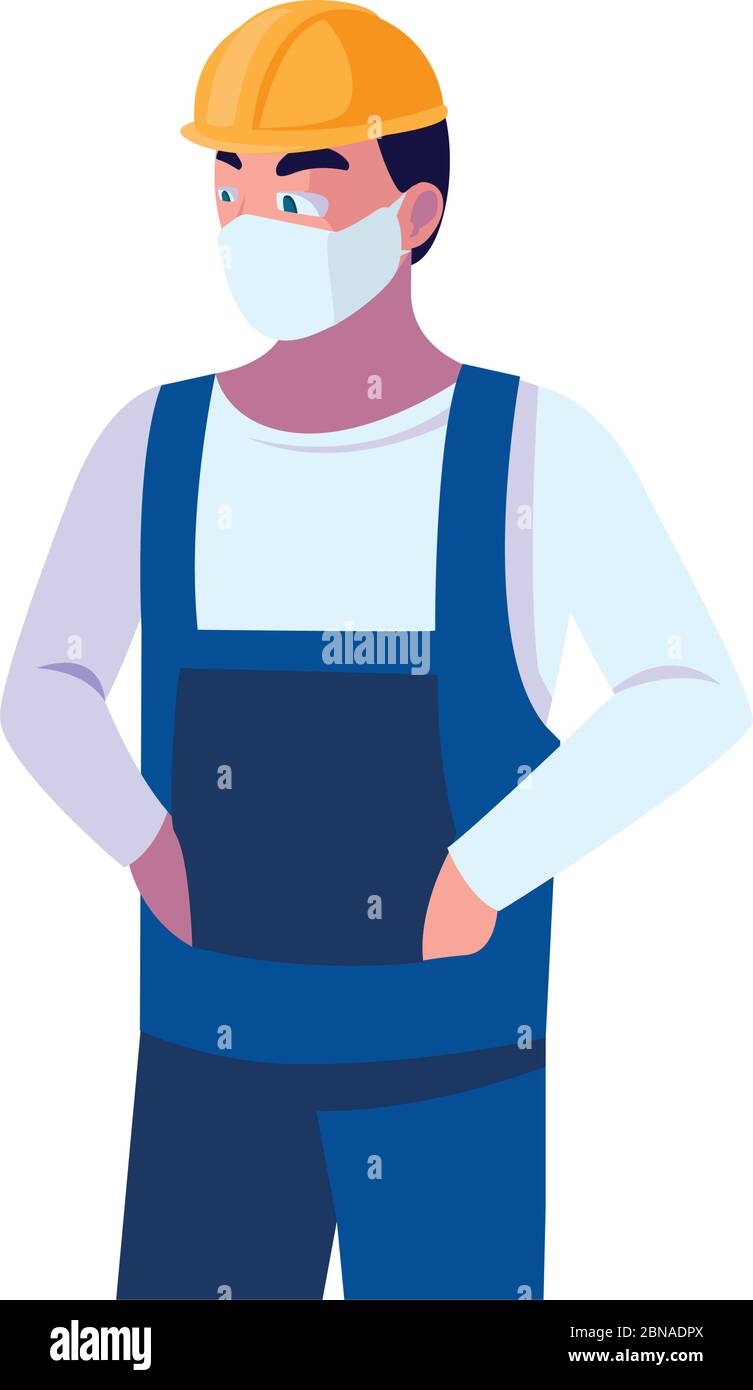 Industry operator wearing face mask at work vector illustration design ...
