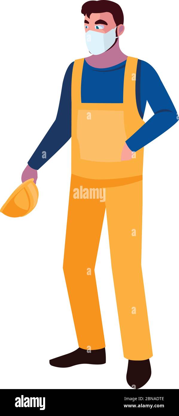 Industry operator wearing face mask at work vector illustration design ...