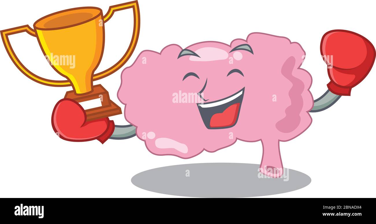 An elegant boxing winner of brain caricature design concept Stock ...