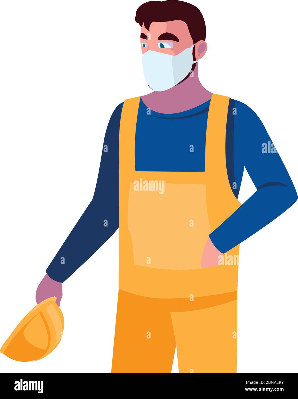 Industry operator wearing face mask at work vector illustration design ...