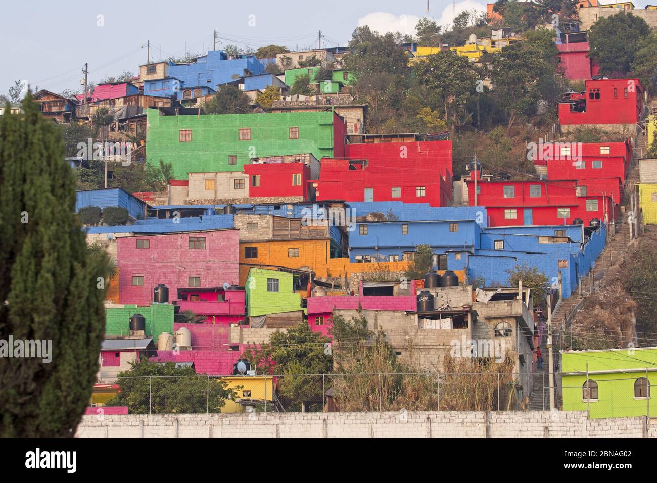 Beautiful scene of colorful buildings in Mexico Stock Photo - Alamy