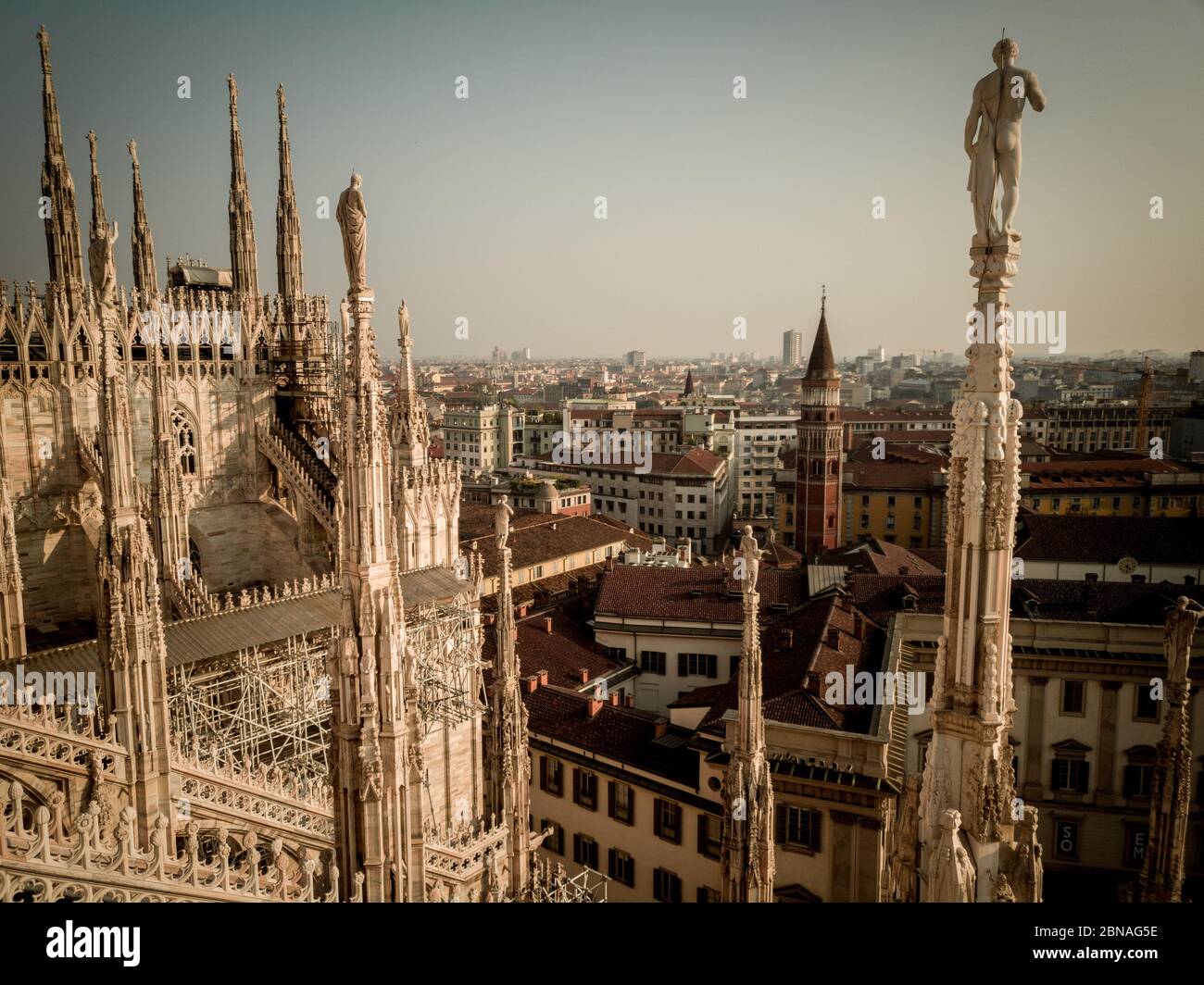 Hight angle shot of Duomo di Milano Milan Italy area on a daylight ...