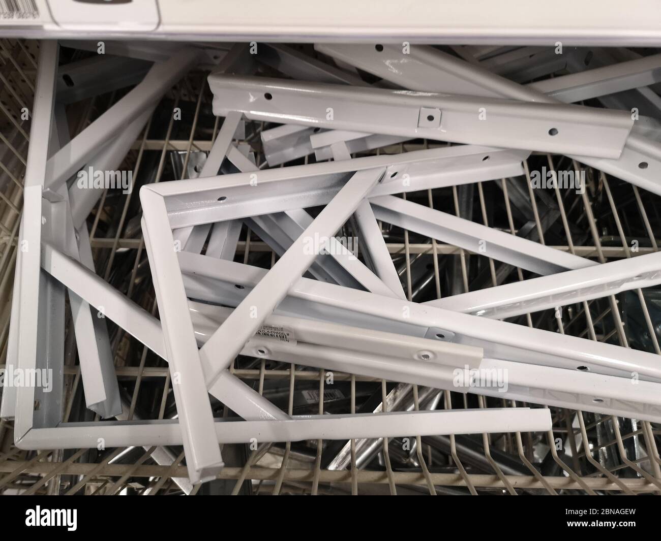 Overhead shot of numerous metal frames piled up Stock Photo - Alamy