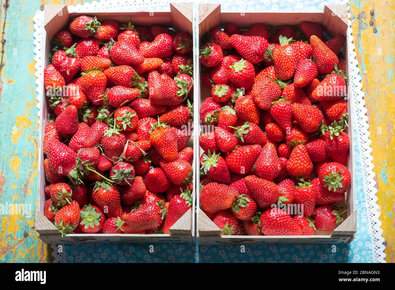 Box tray of fresh strawberries Stock Photo - Alamy