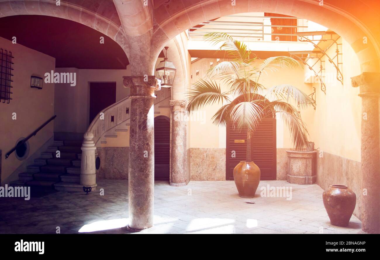 Old spanish building interior Stock Photo - Alamy