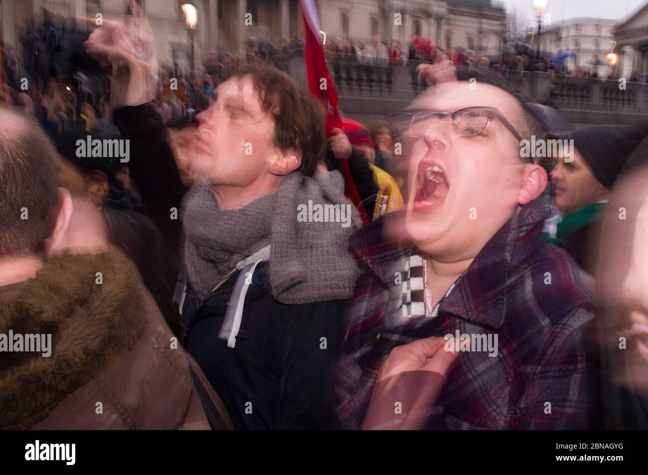 Anti Baroness Thatcher protests celebrating her death, Trafalgar Square ...