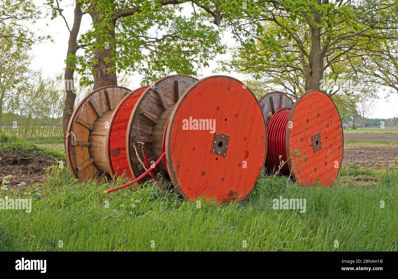 Huge roll of cable for underground cable installation, the Netherlands ...