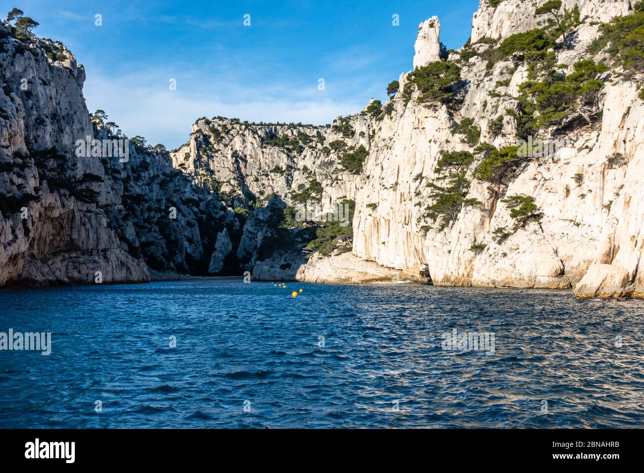 The magnificent Calanque d'En-Vau seen from a boat, Cassis, France ...