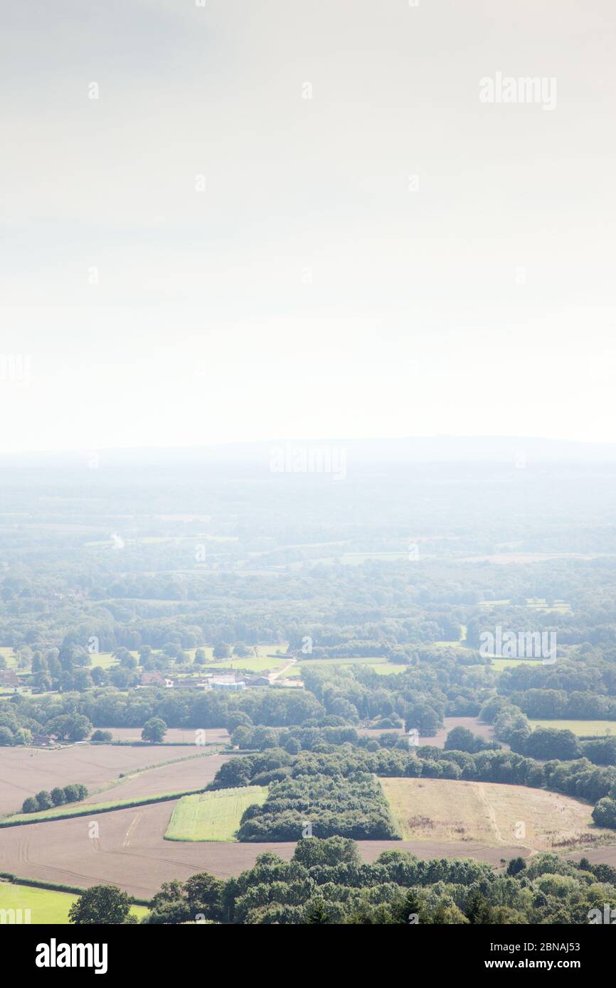 hill top view looking down on the surrey countryside Stock Photo - Alamy