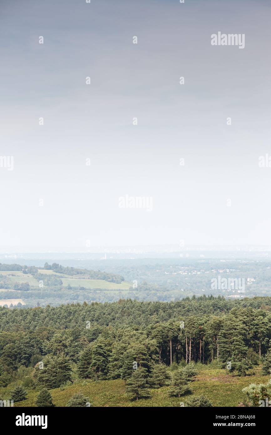 hill top view looking down on the surrey countryside Stock Photo - Alamy
