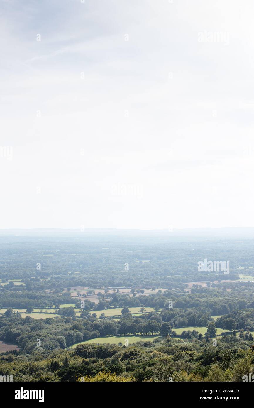hill top view looking down on the surrey countryside Stock Photo - Alamy