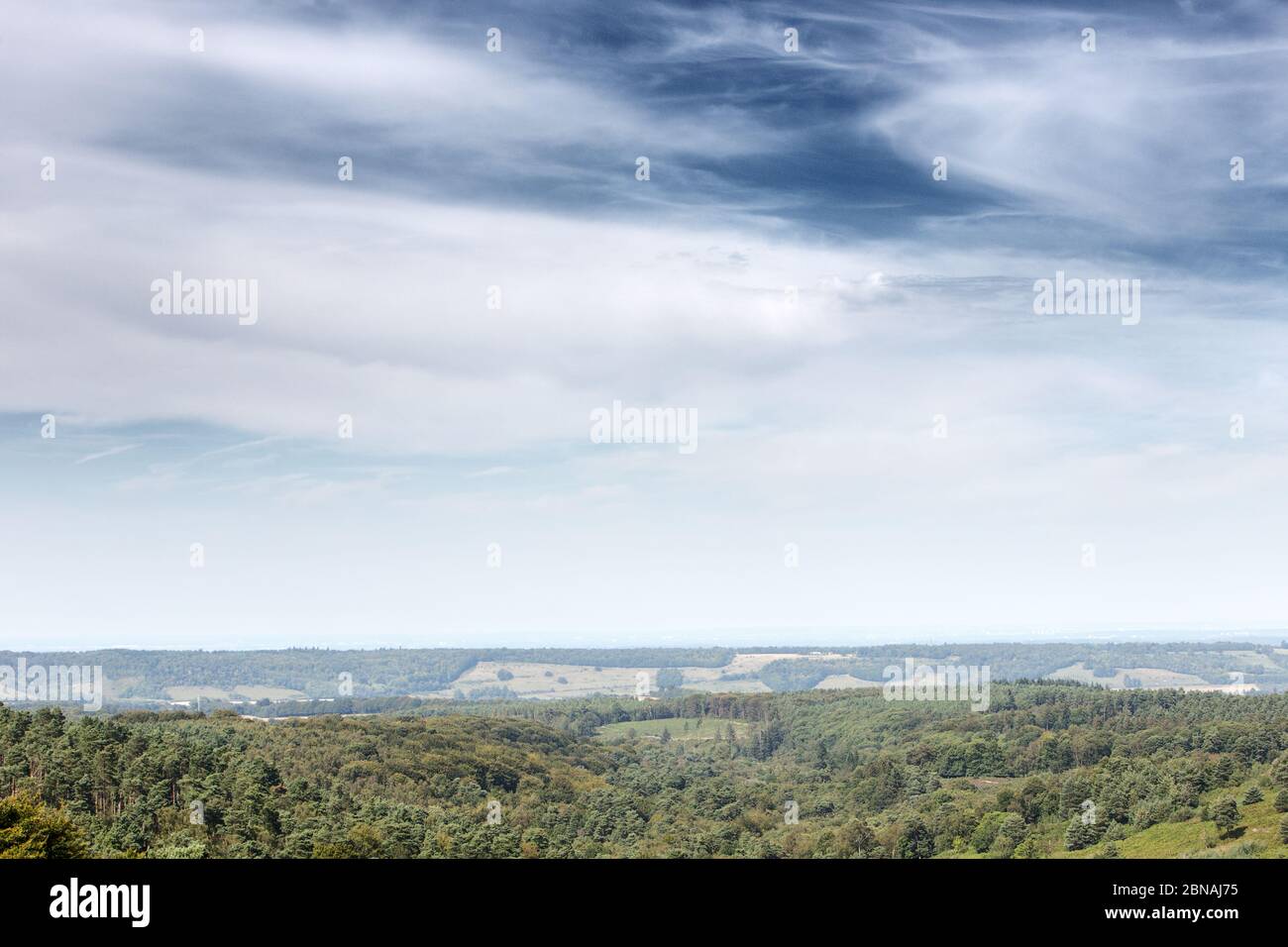 hill top view looking down on the surrey countryside Stock Photo - Alamy