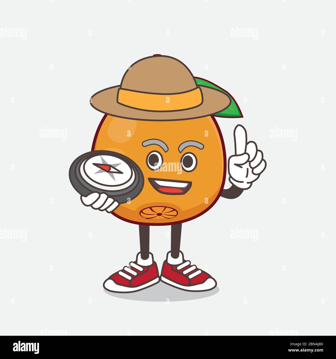 An illustration of Navel Orange cartoon mascot character having a ...