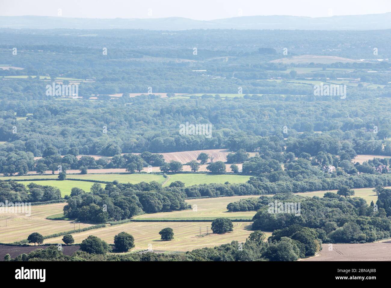 hill top view looking down on the surrey countryside Stock Photo - Alamy