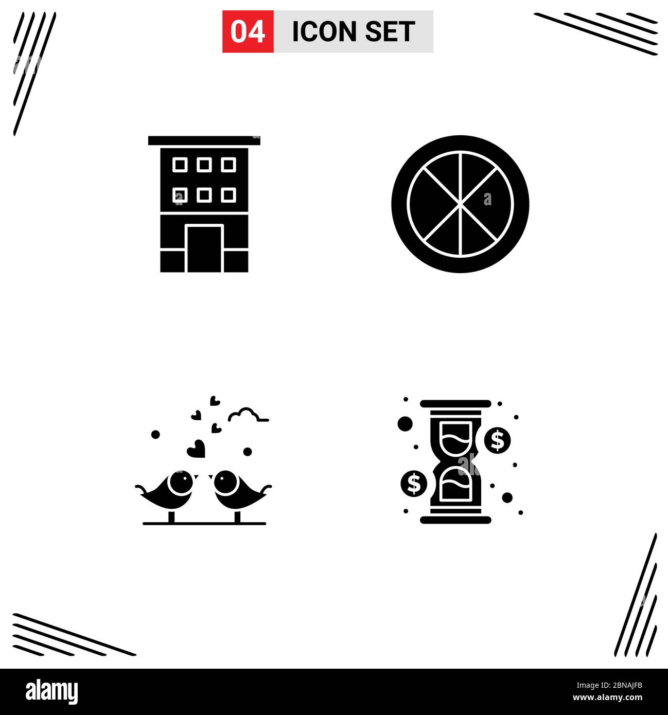 Group of 4 Solid Glyphs Signs and Symbols for building, window, shop ...