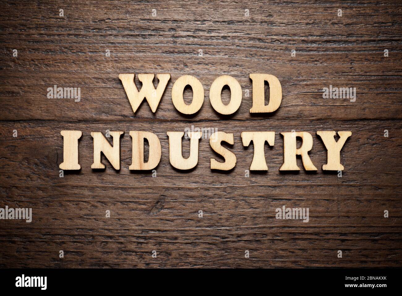 Wood industry text on a wood table Stock Photo - Alamy