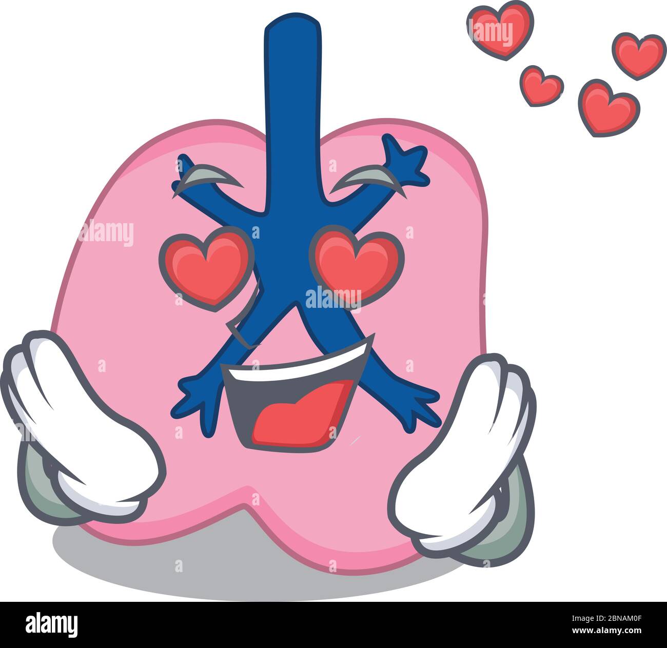 Romantic lung cartoon character has a falling in love eyes Stock Vector ...
