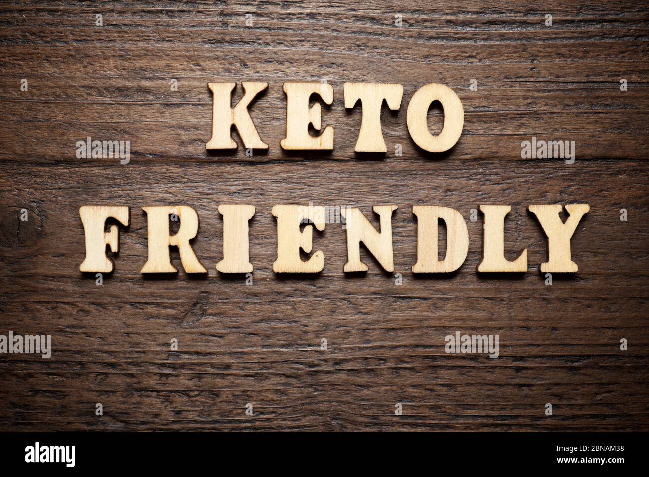 Keto friendly text on a wood table Stock Photo - Alamy