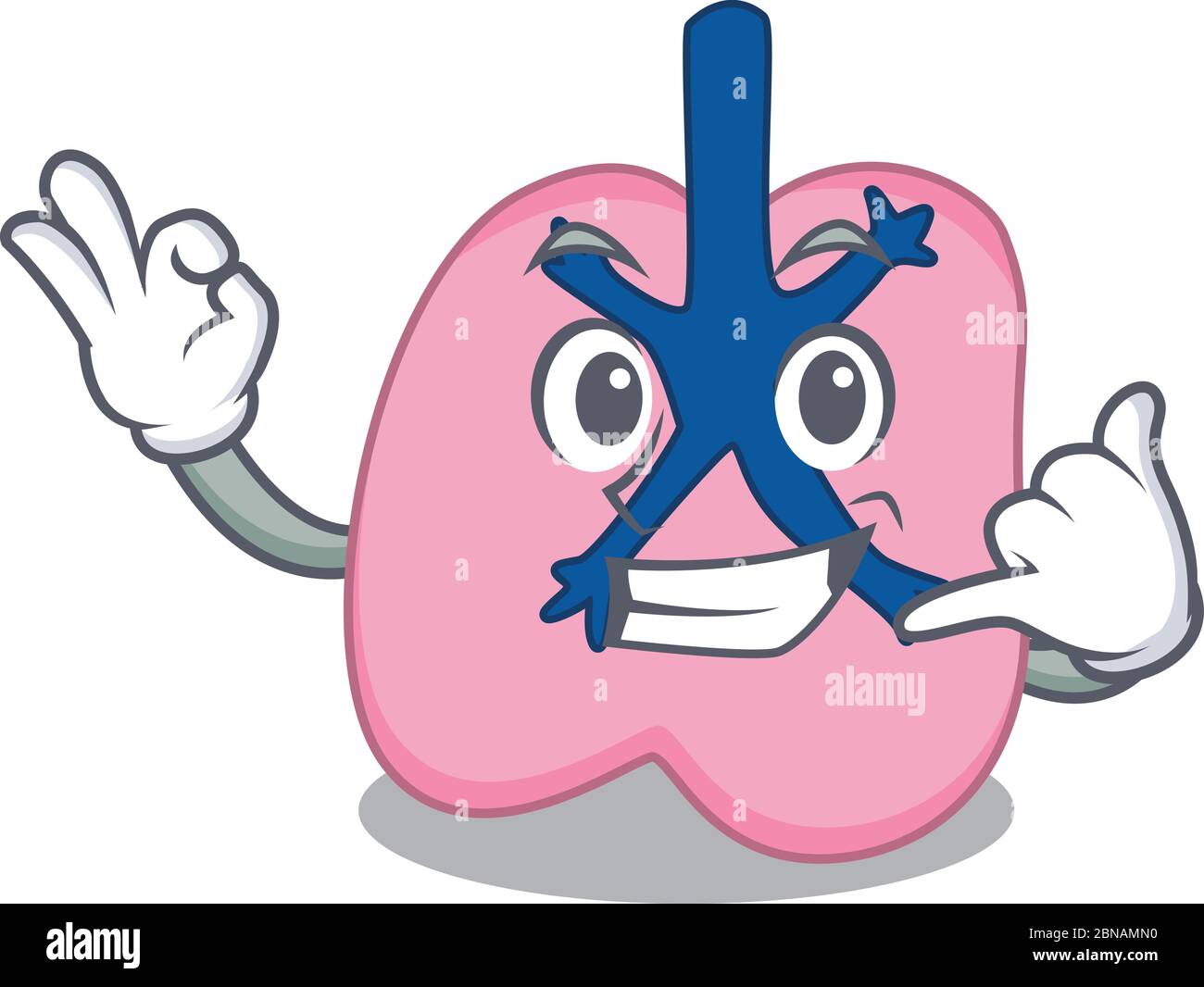 Caricature design of lung showing call me funny gesture Stock Vector ...