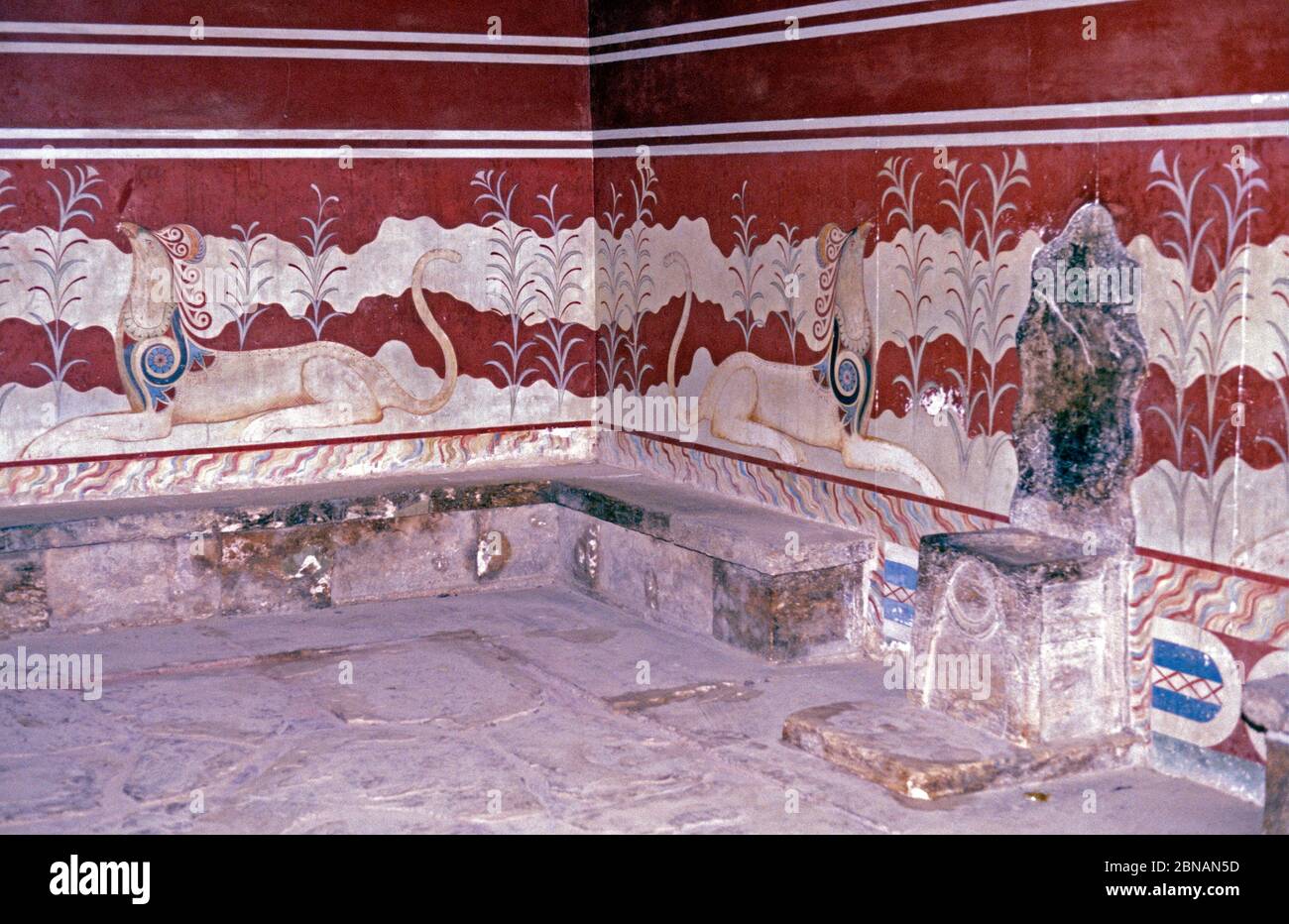 Throne room, Knossos, February 24, 1982, Heraklion, Island of Crete ...