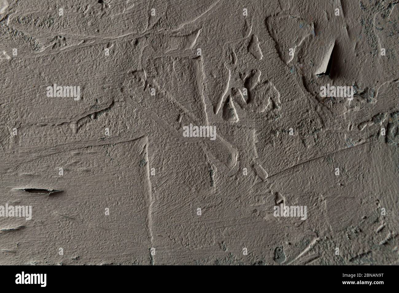 Abstract textured background: light gray putty. Imitation of surface of ...