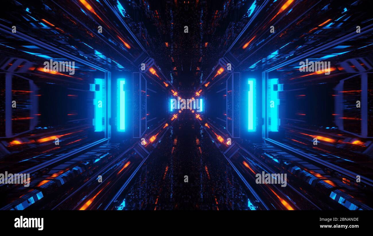 Futuristic background with glowing neon blue and orange lights - great ...