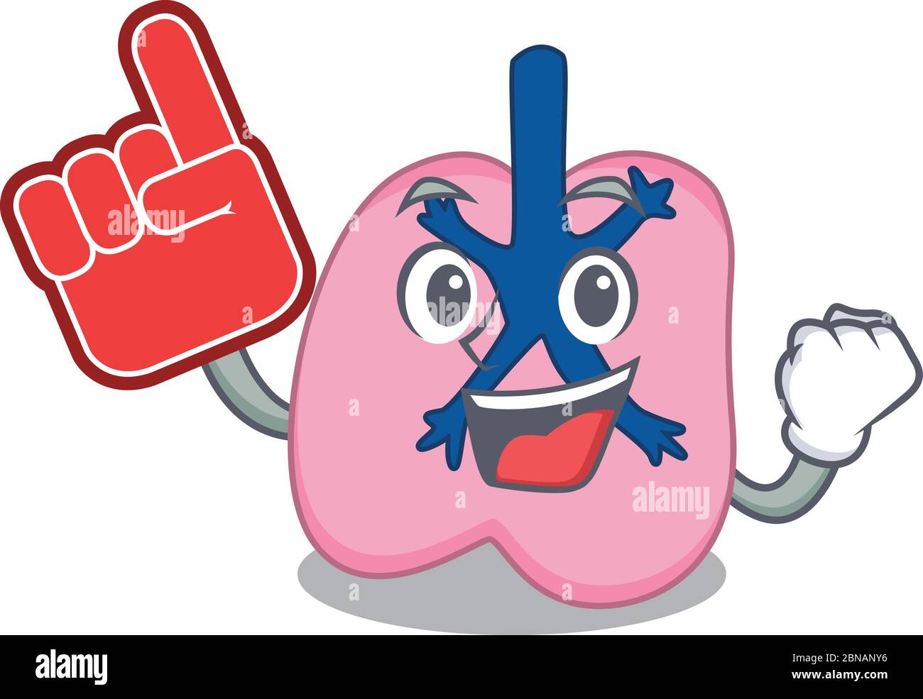 Lung in cartoon drawing character design with Foam finger Stock Vector ...
