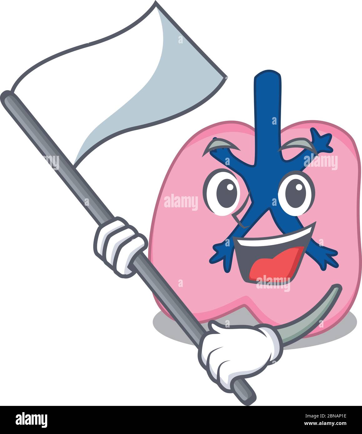 A heroic lung mascot character design with white flag Stock Vector ...
