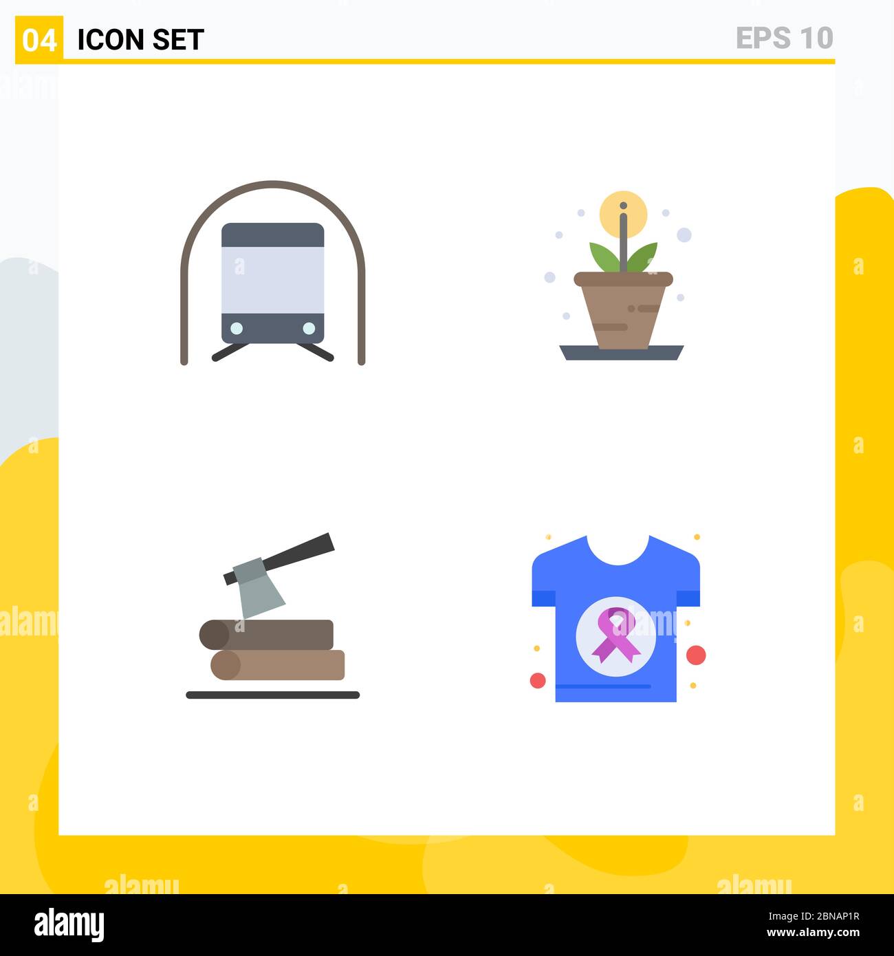 Flat Icon Pack of 4 Universal Symbols of metro, log, transportation ...