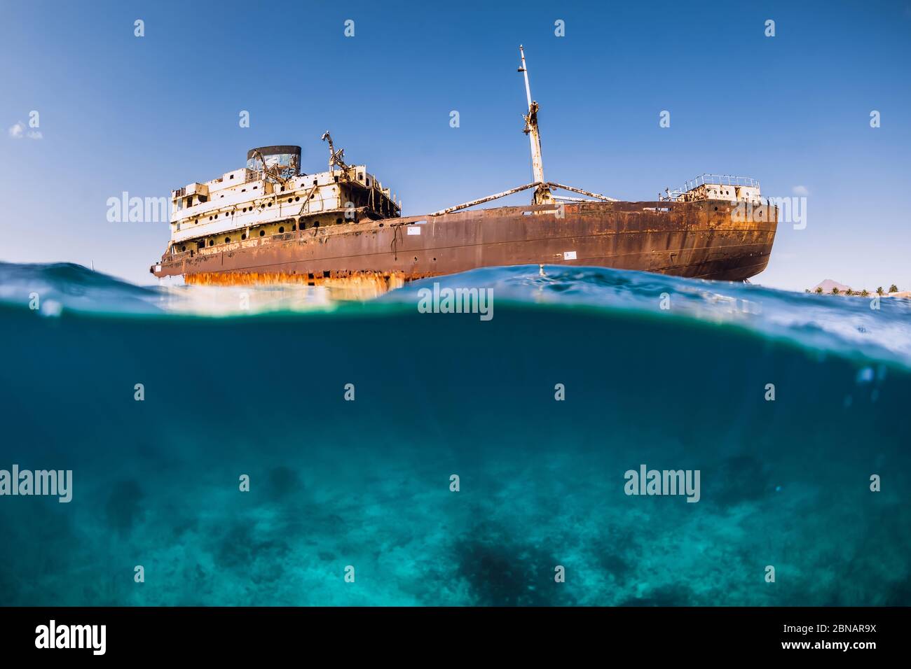 Telamon wreck ship in blue ocean. Arrecife, Lanzarote Stock Photo - Alamy