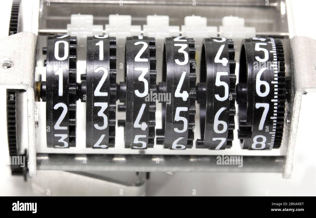 analog meter with the white numbers from number one to six Stock Photo ...
