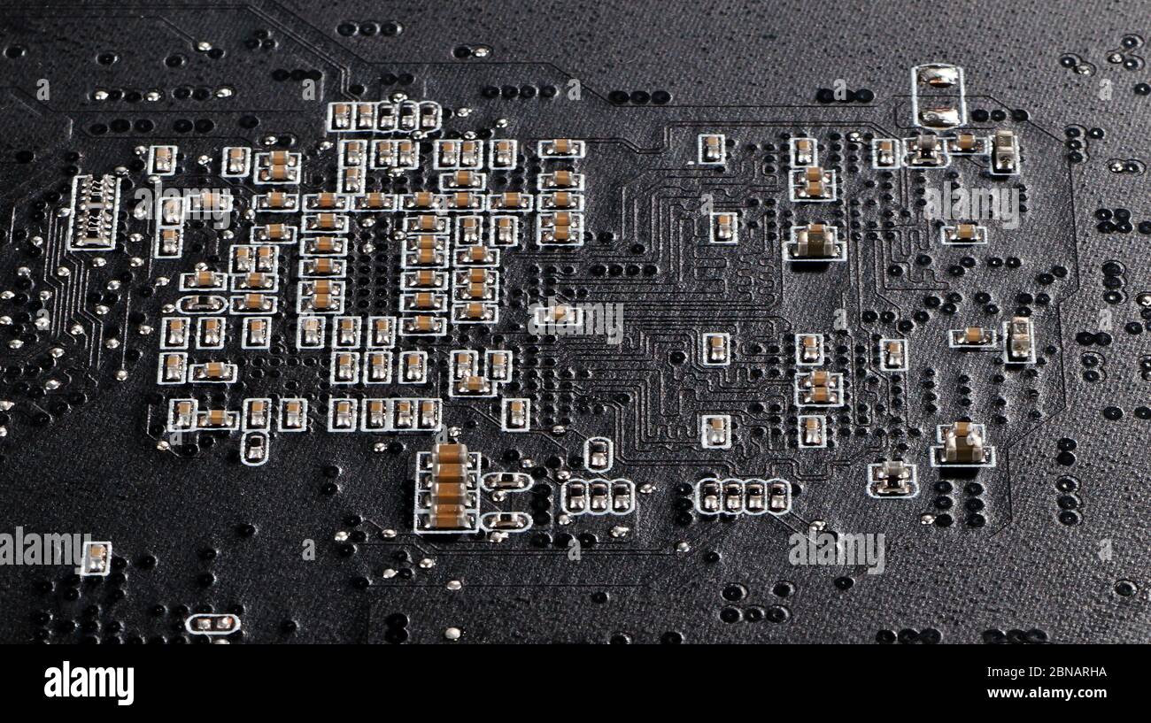 semiconductor components on a black background Stock Photo - Alamy
