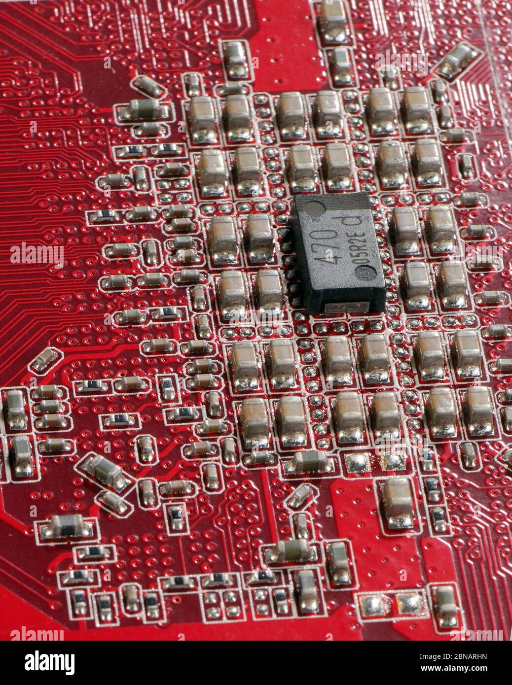 semiconductor components on a red background Stock Photo - Alamy