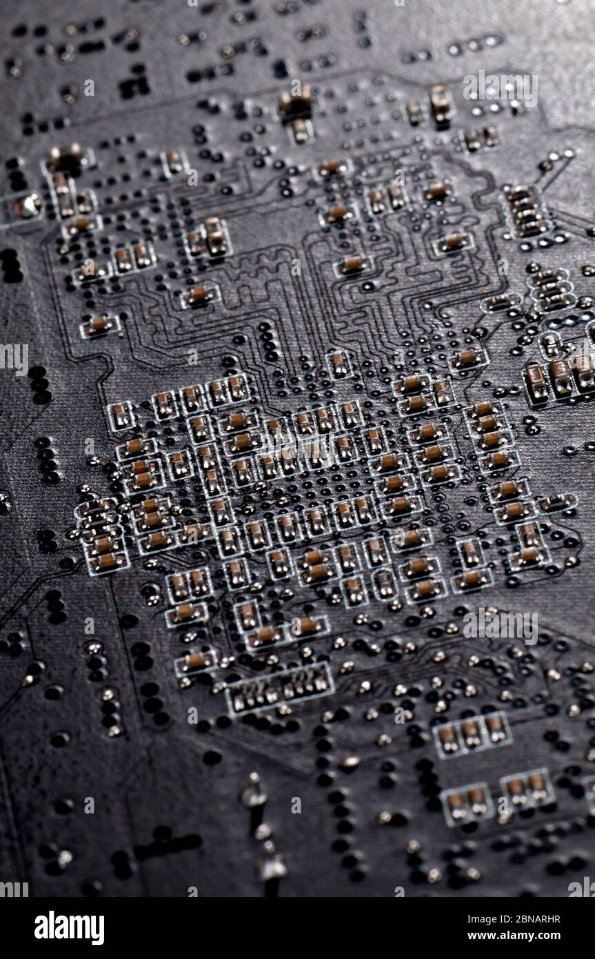 semiconductor components on a black background Stock Photo - Alamy