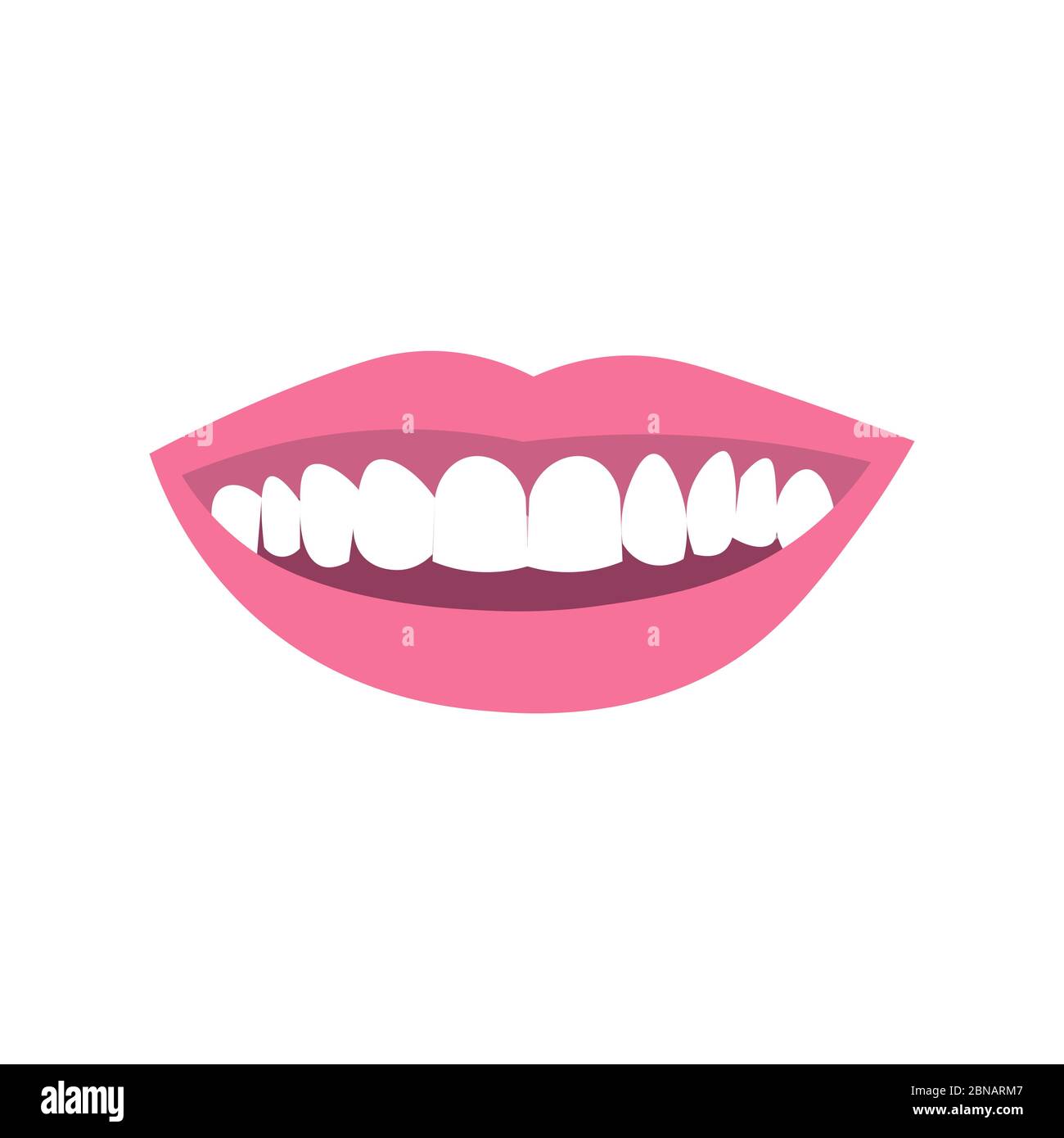 Smiling lips with teeth. Flat colorful vector illustration on white ...