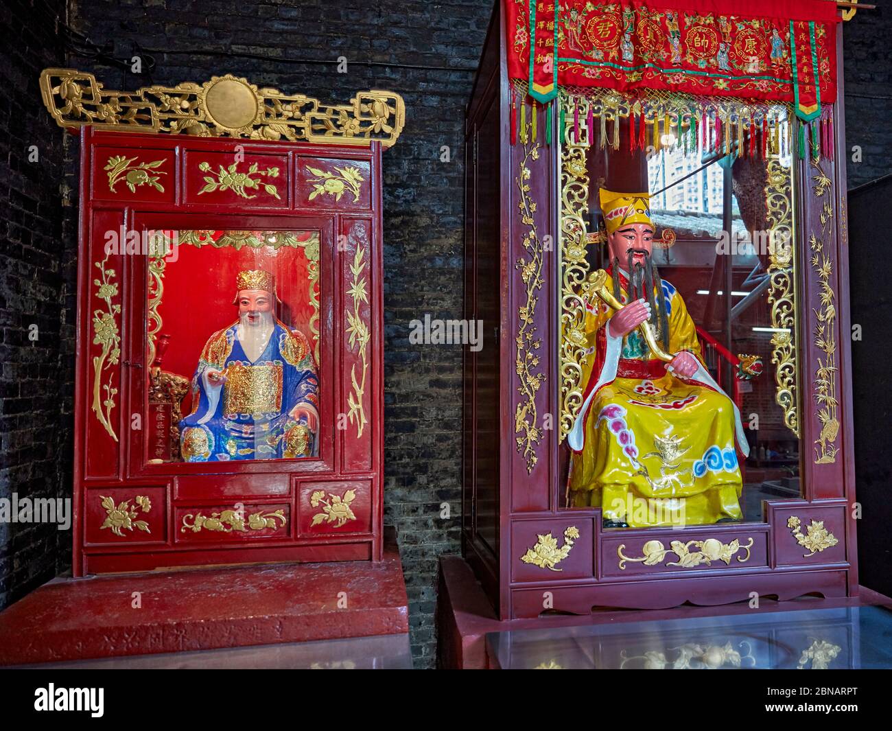 Colorful painted statues of deities in the Seng Wong Temple, built in ...