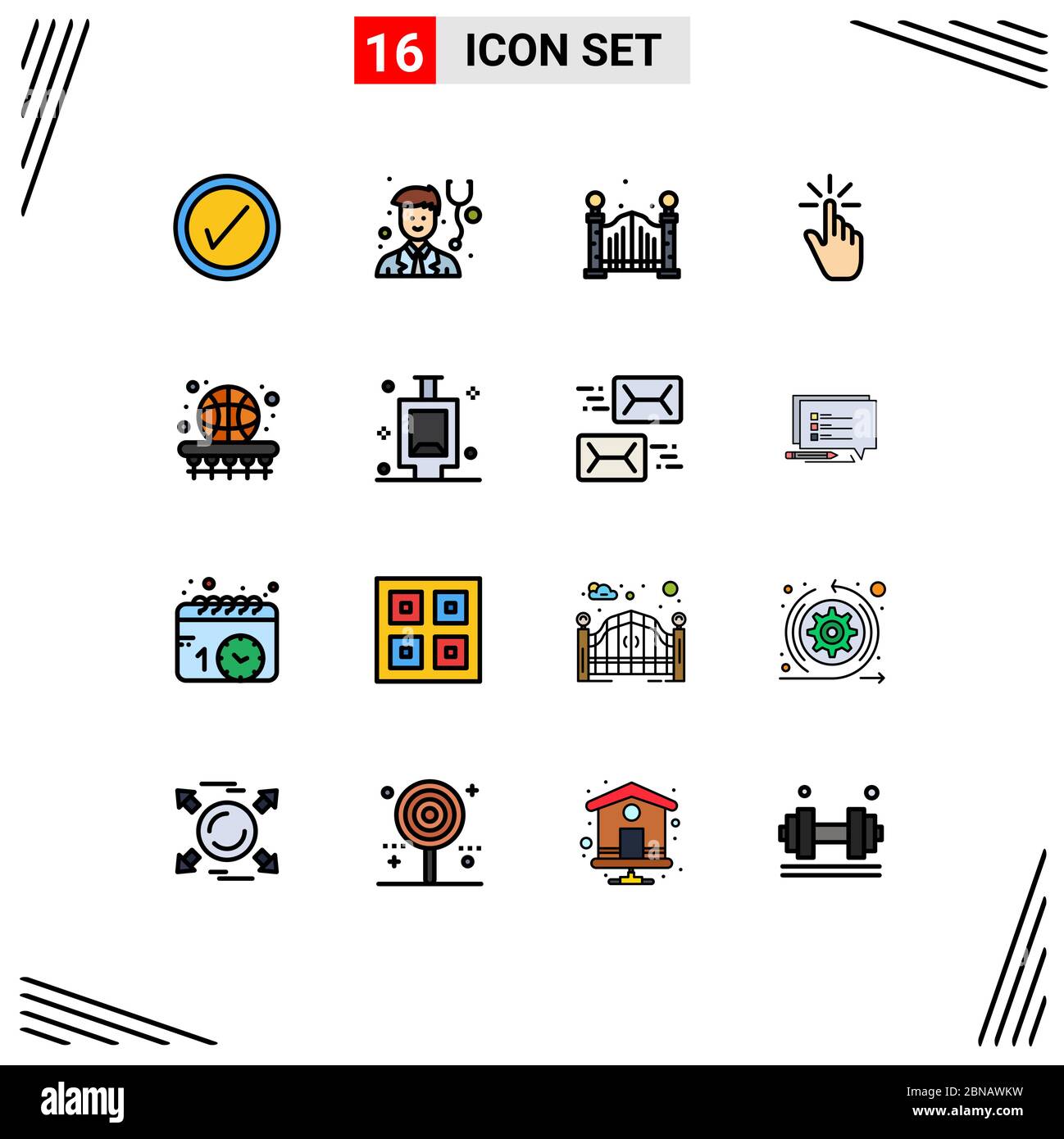 Stock Vector Icon Pack of 16 Line Signs and Symbols for basketball ...