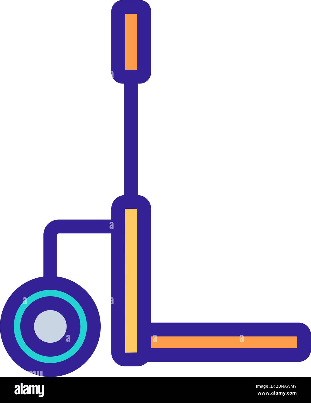 one wheeled trolley with handle icon vector outline illustration Stock ...